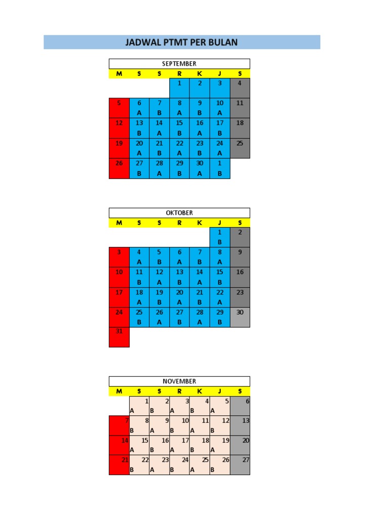 Jadwal PTMT 50% X Per Bulan | PDF