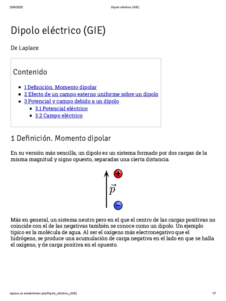 Propiedades y efectos de los dipolos eléctricos | PDF | Dipolo ...