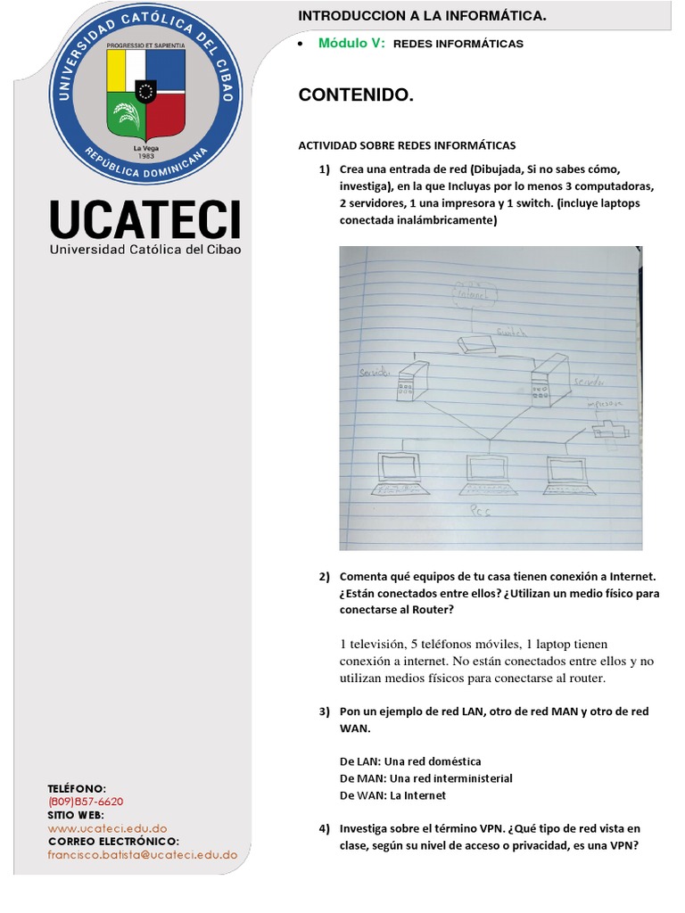 Actividad Sobre Redes Informáticas | PDF | Red de computadoras | Red privada virtual
