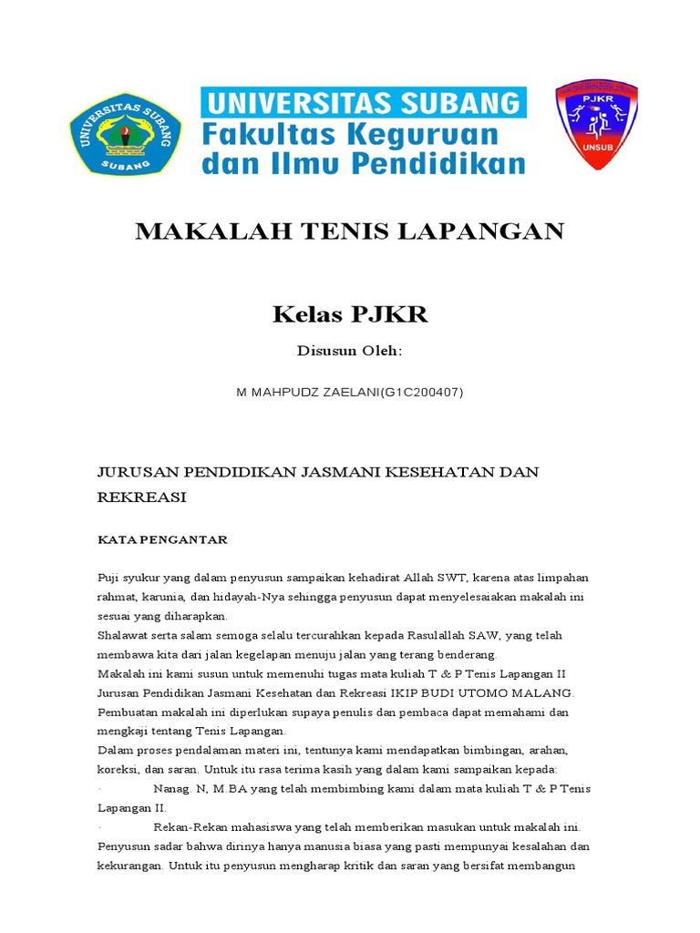 Makalah Tenis Lapangan | PDF