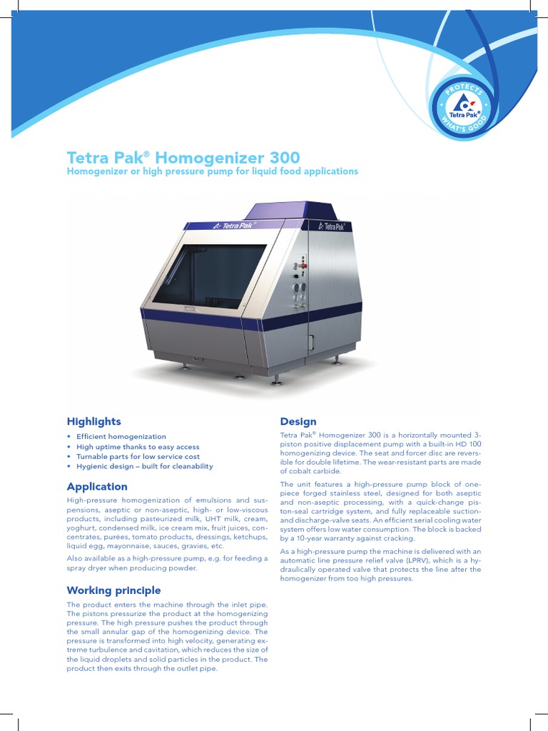 Tetra Pak Homogenizer 300: Homogenizer or High Pressure Pump For Liquid ...
