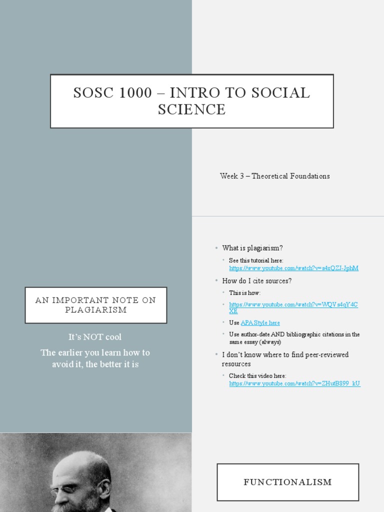 Sosc 1000 - Intro To Social Science: Week 3 - Theoretical Foundations | PDF