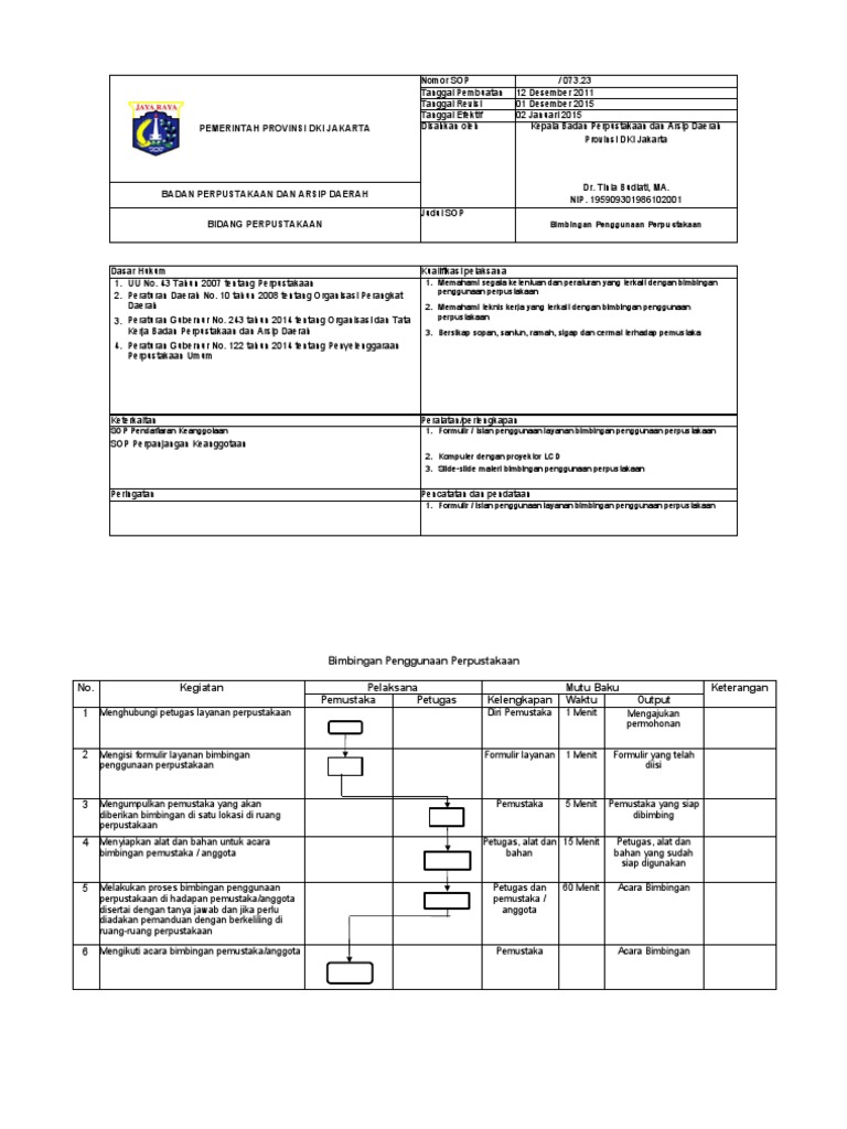 SOP Bimbingan Penggunaan Perpustakaan | PDF