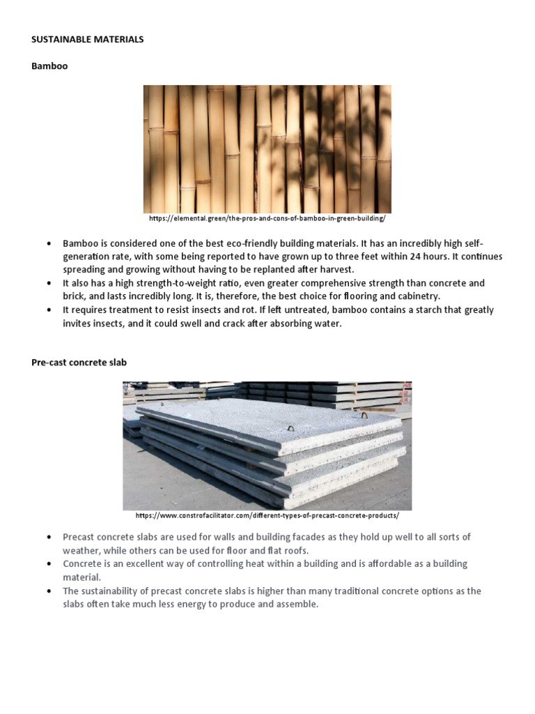 Sustainable Materials Bamboo | PDF | Concrete | Precast Concrete