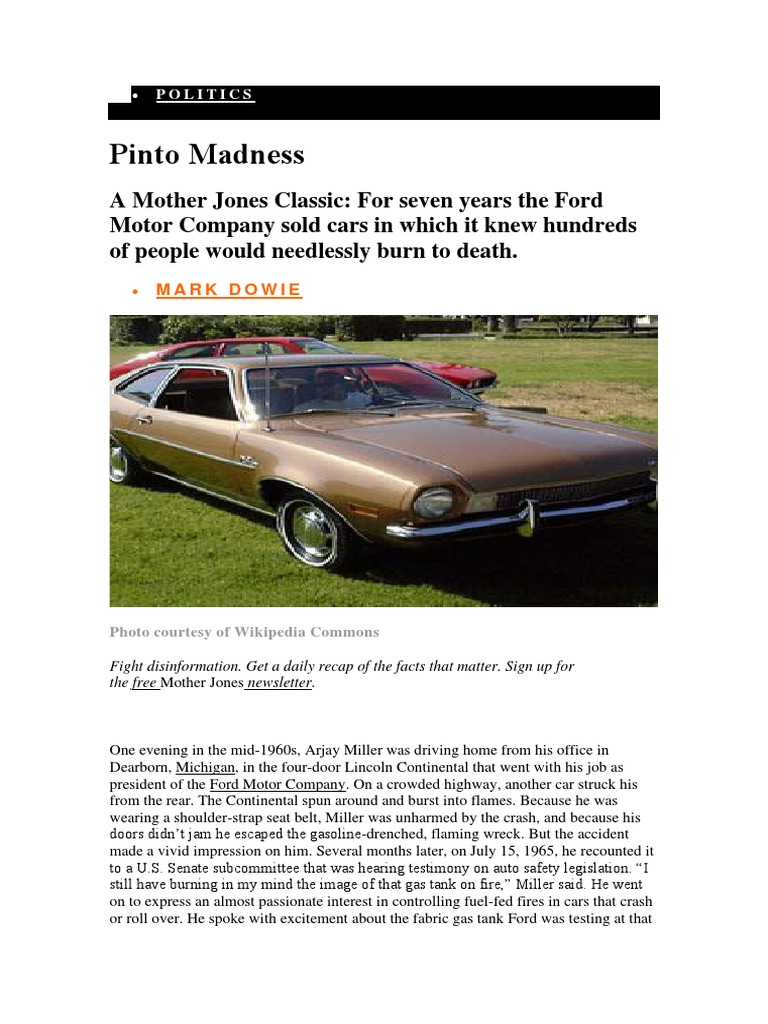 Mother JOnes Pinto Madness | PDF | Ford Motor Company | Car