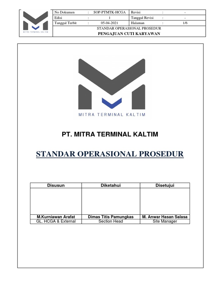 Sop-Hcga-Pengajuan Cuti Karyawan | PDF