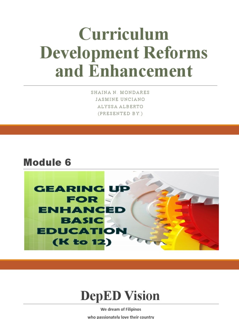 Curriculum Development Reforms and Enhancement: Shaina N. Mondares ...