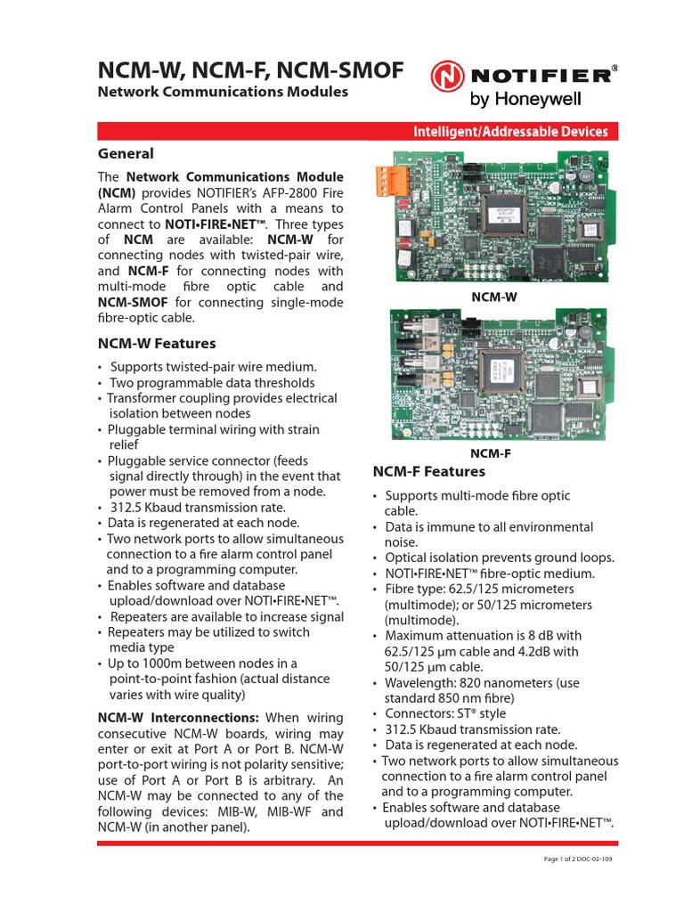 Ficha Tecnica Tarjeta Notifier | PDF | Optical Fiber | Computer Network
