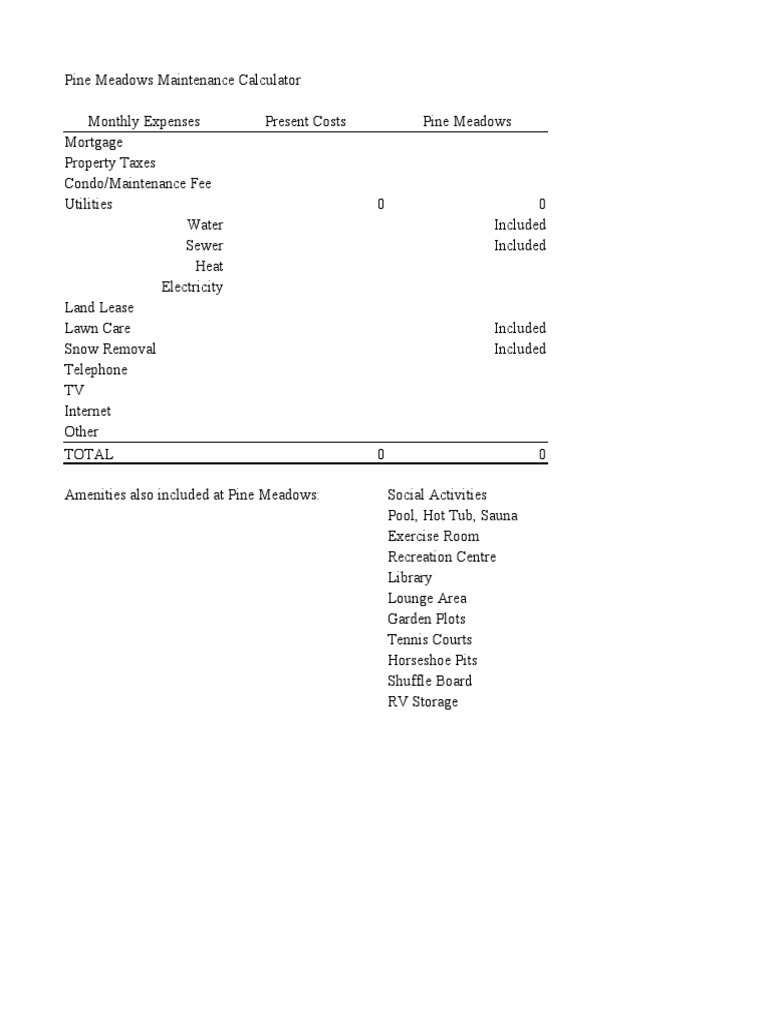 Maintenance Calculator | PDF