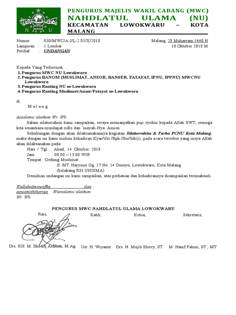 Contoh Surat Undangan Nu | PDF