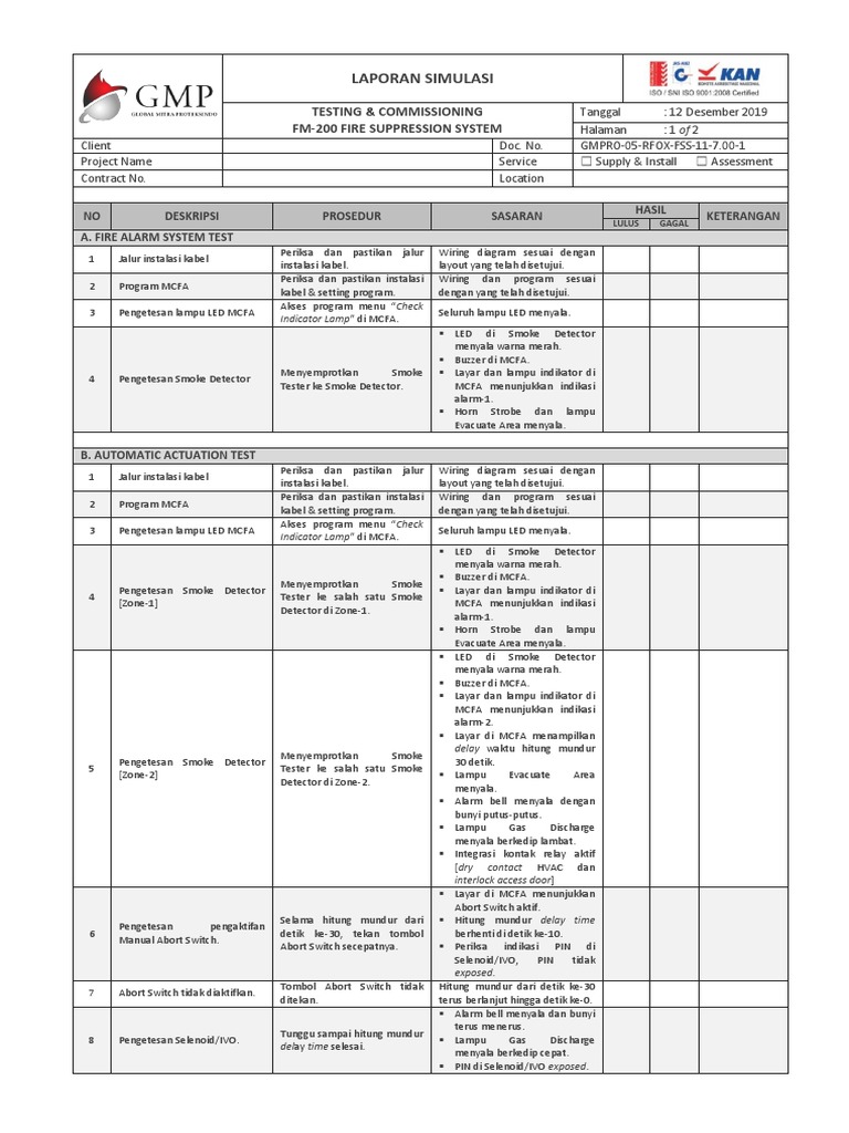 Laporan Simulasi Testing Commissioning | PDF