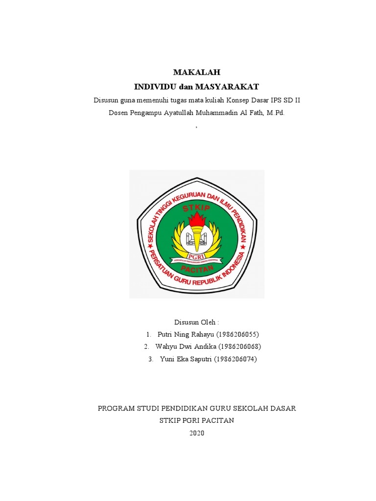 MAKALAH INDIVIDU Dan MASYARAKAT | PDF
