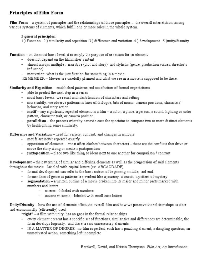 Principles of Film Form | PDF | Filmmaking | Phenotypic Trait
