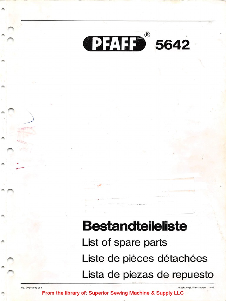 CATALOGO D E PARTES Pfaff 5642 | PDF