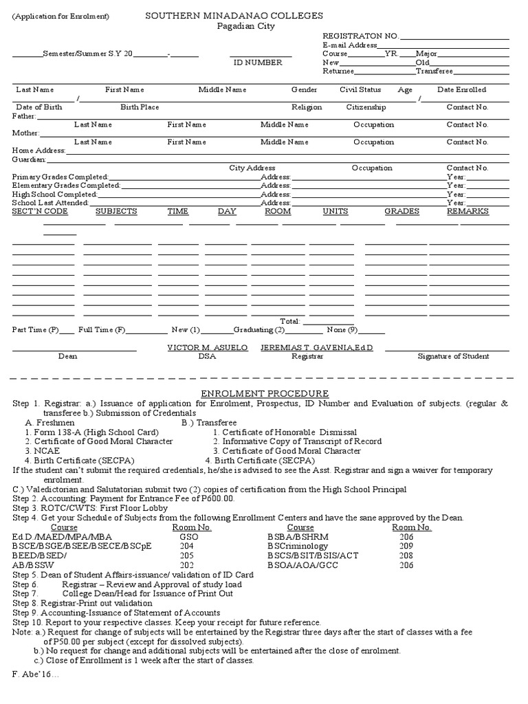 Enrolment Form For Masteral | PDF | Birth Certificate | Government