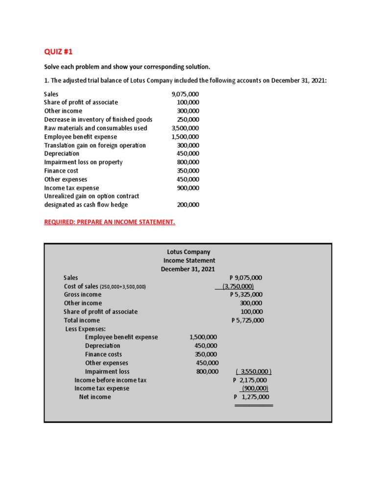 Lotus Income Statement | PDF | Cost Of Goods Sold | Retained Earnings