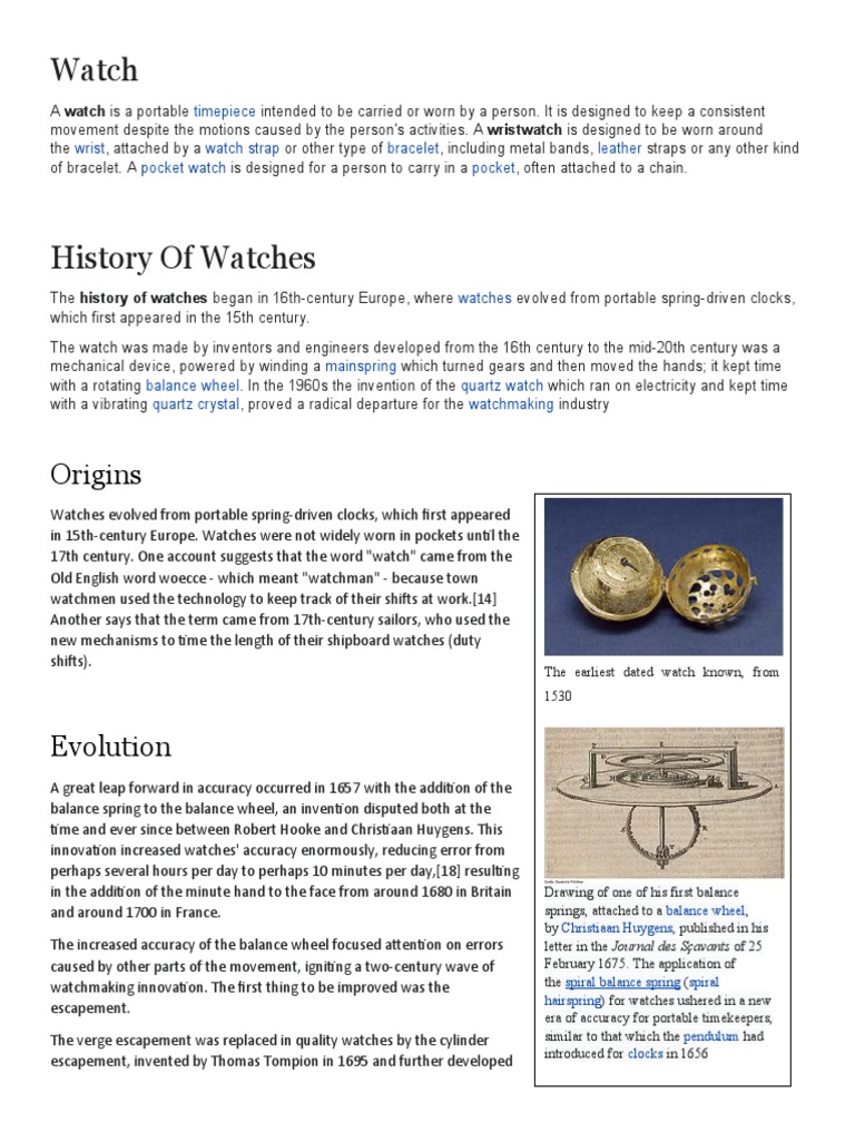 History of Watch | PDF | Watch | Smartwatch