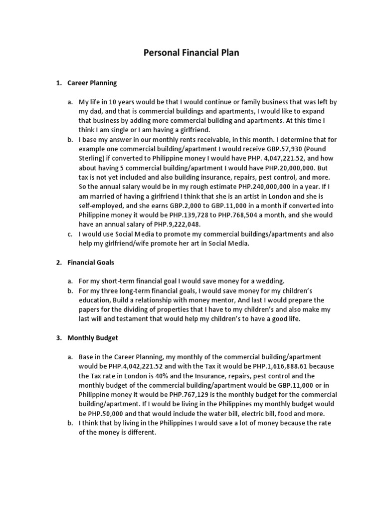 Personal Financial Plan | PDF | Pound Sterling | Money