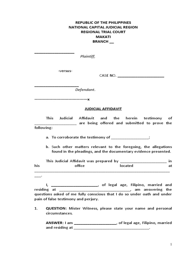 Juidical Affidavit Template | PDF | Affidavit | Public Law