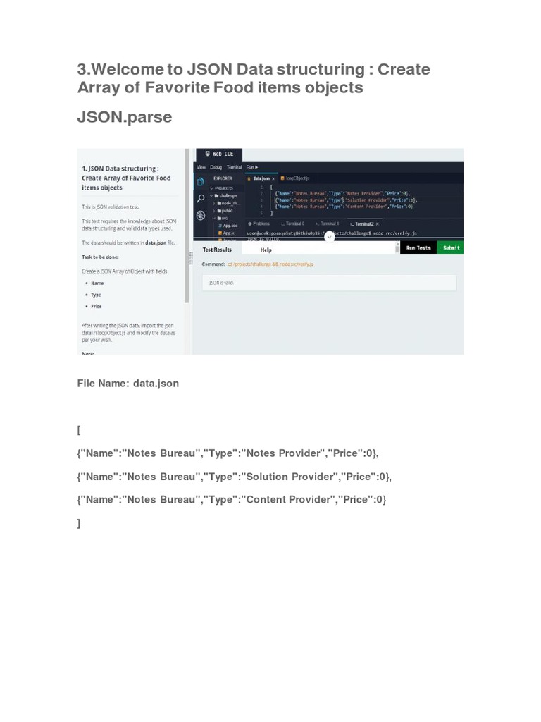 3welcome To Json Data Structuring Create Array Of Favorite Food Items Objects Json Parse
