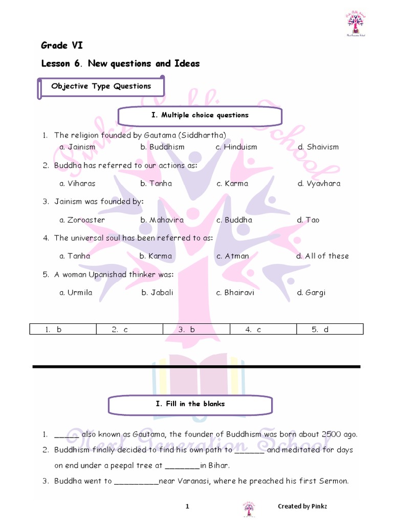 Grade VI Lesson 6. New Questions and Ideas | PDF | Gautama Buddha ...