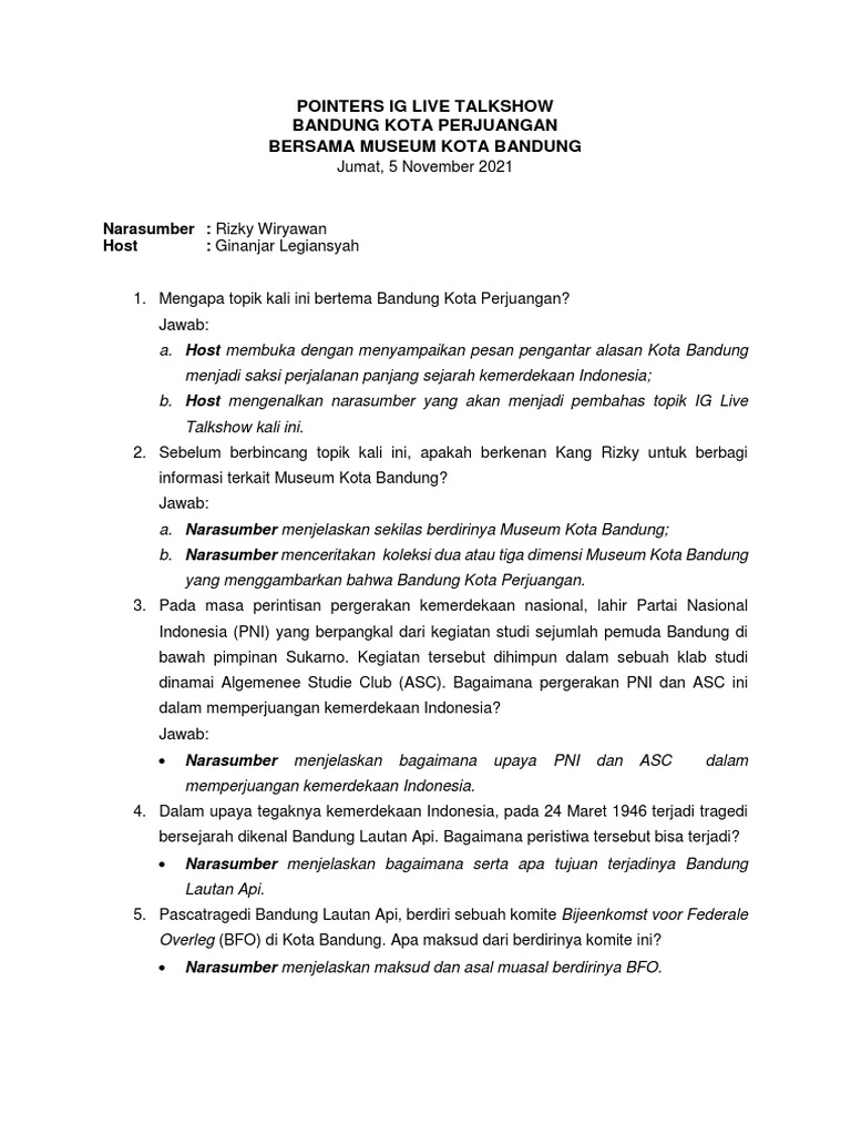 Pointers Ig Live Talkshow 5 September MKB | PDF