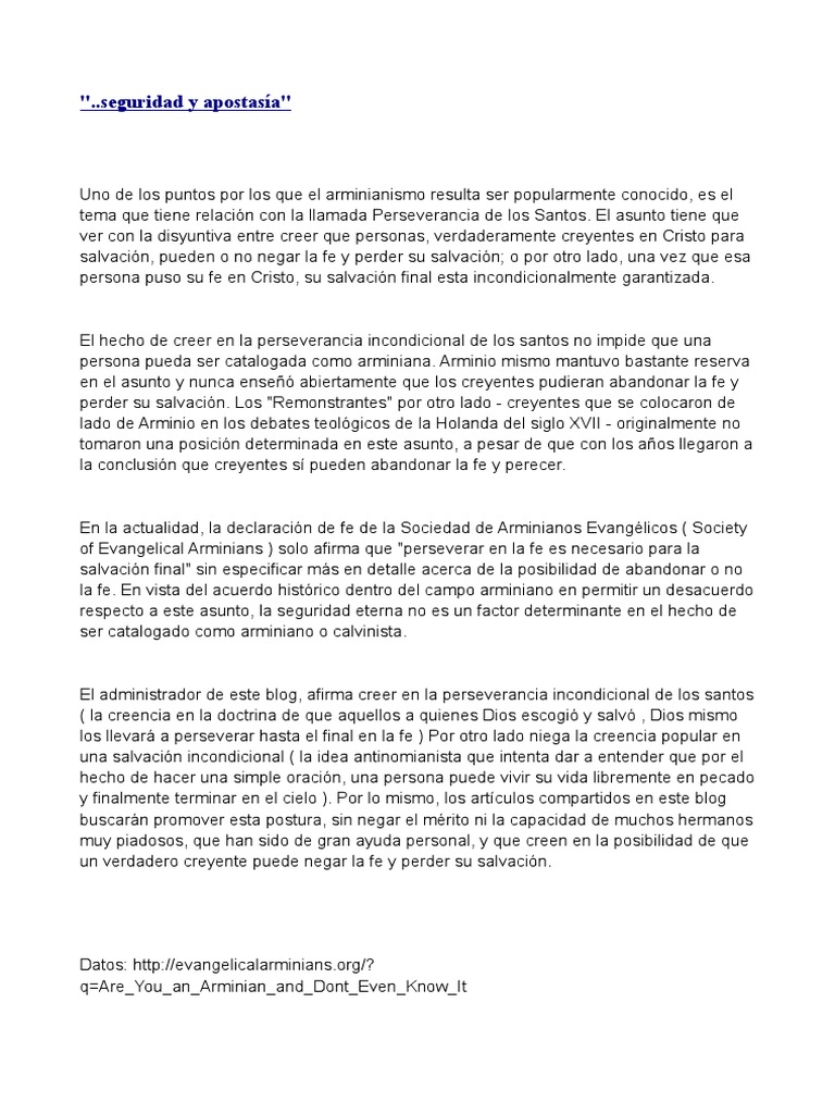 Pensamiento Arminiano - Varios Autores | PDF | Arminianismo | calvinismo