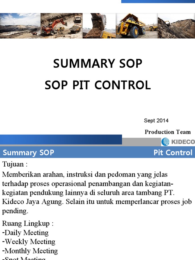 Summary Sop Sop Pit Control: Production Team | PDF