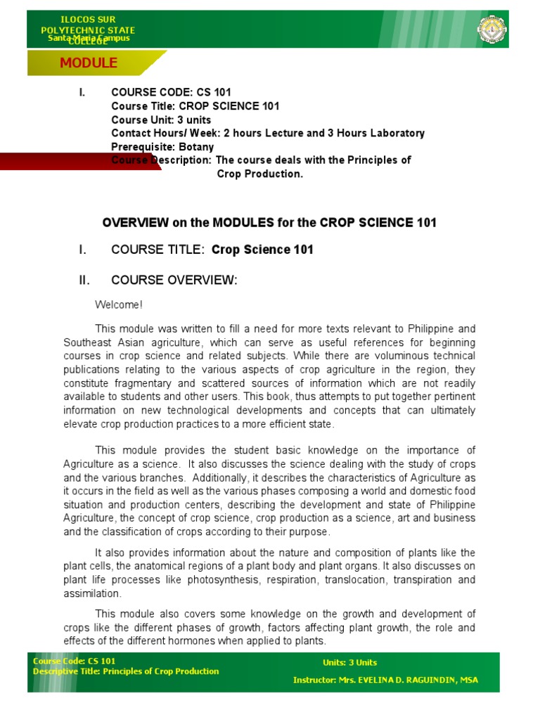 Crop Science 101: Principles & Modules | PDF | Agriculture | Plant Hormone