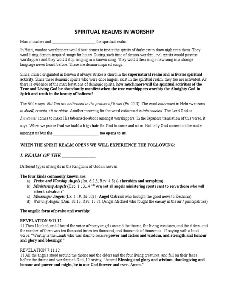 Session 7 Spiritual Realm in Worship (Student Copy) | PDF | Angel ...