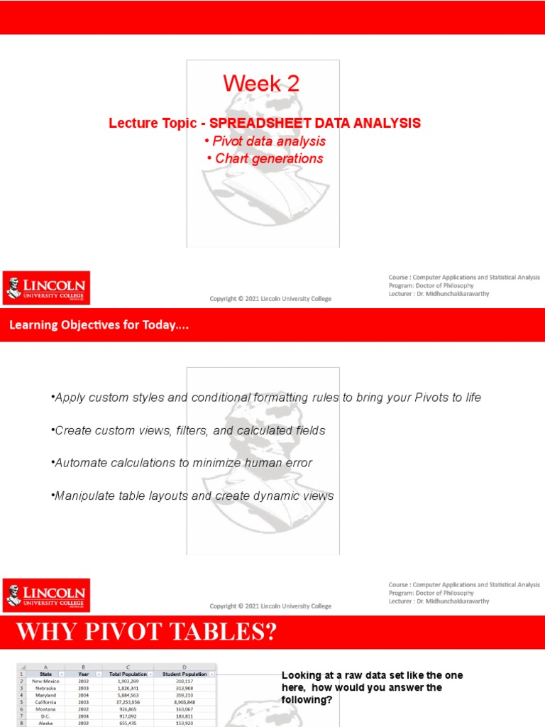 Week 2 - Spreadsheet Data Analysis | PDF | Computing | Data