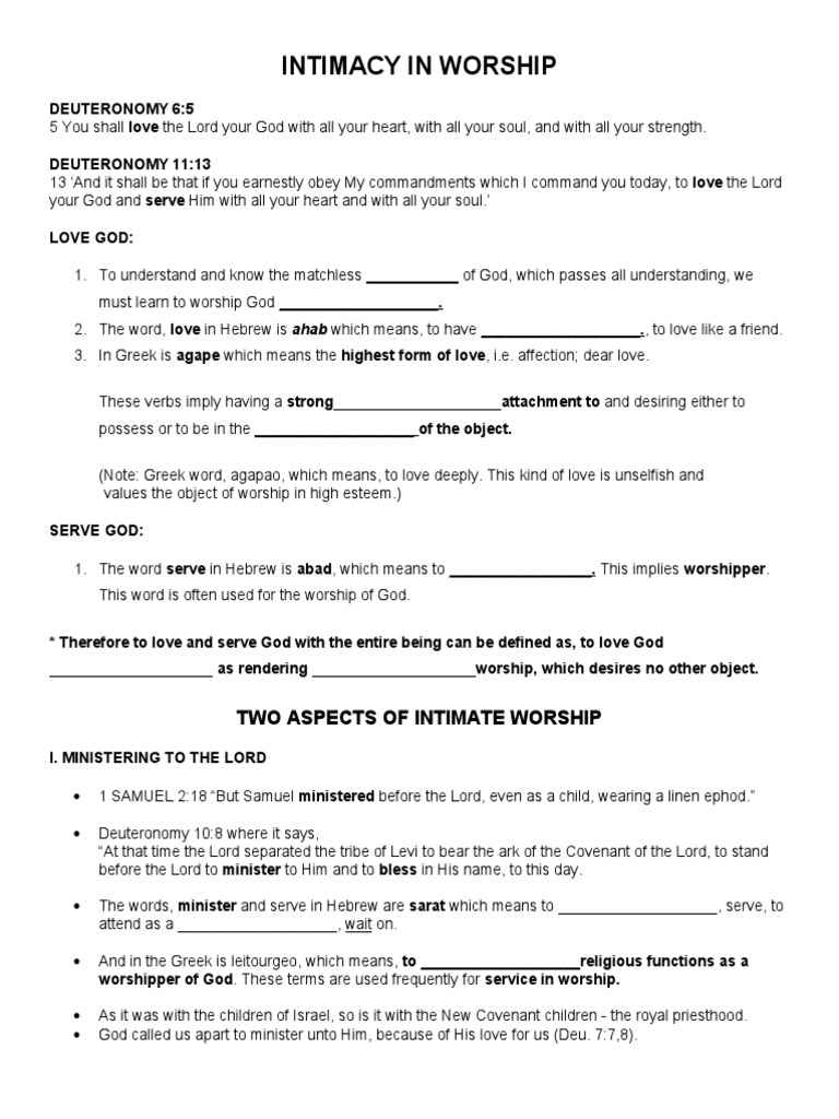 Session 6 Intimacy in Worship Student's Copy) | PDF | Love | Glory ...