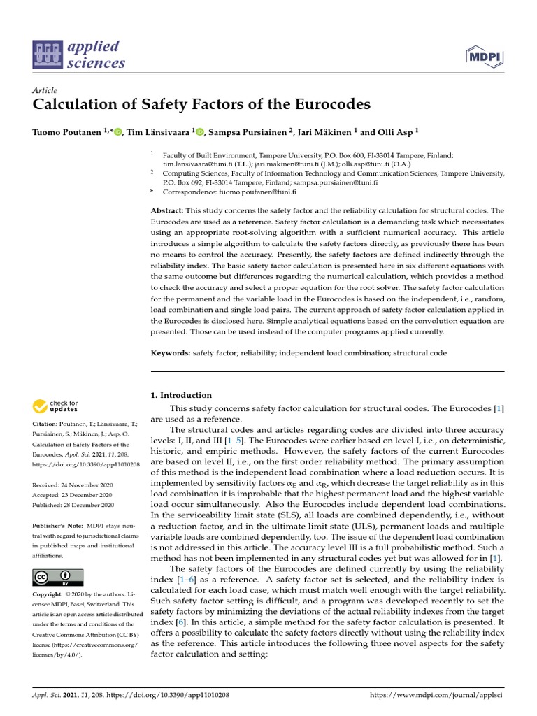 Calculation of Safety Factors of The Eurocodes | PDF | Reliability ...