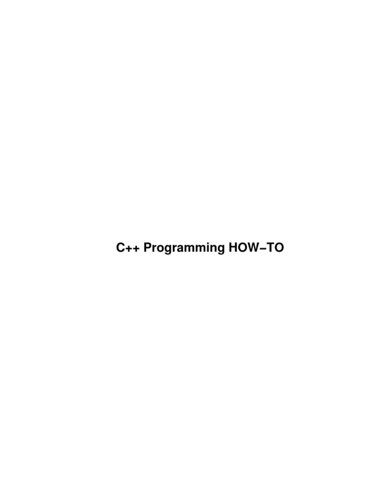 C++Programming HOWTO | C++ | C (Programming Language)