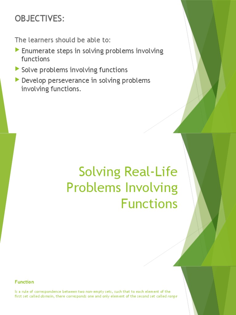 Solving Real-Life Problems Involving Functions | PDF | Function (Mathematics) | Equations