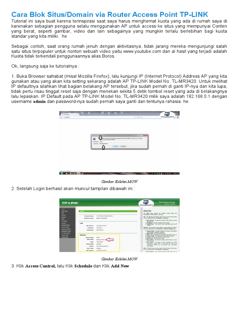 Cara Blok Situs Di Router TP-LINK | PDF