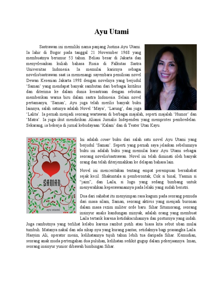 Ayu Utami: Sastrawan Berpengaruh | PDF | Puisi | Klasik