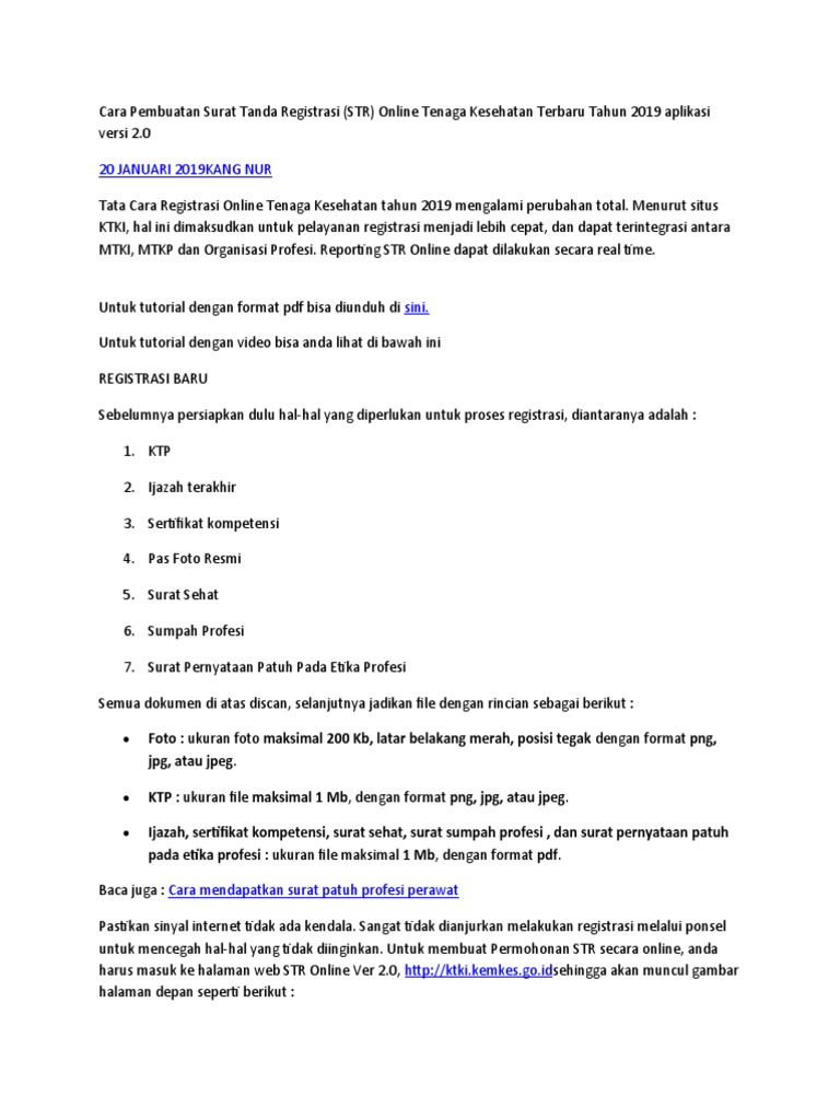 Cara Pembuatan STR KTKI | PDF
