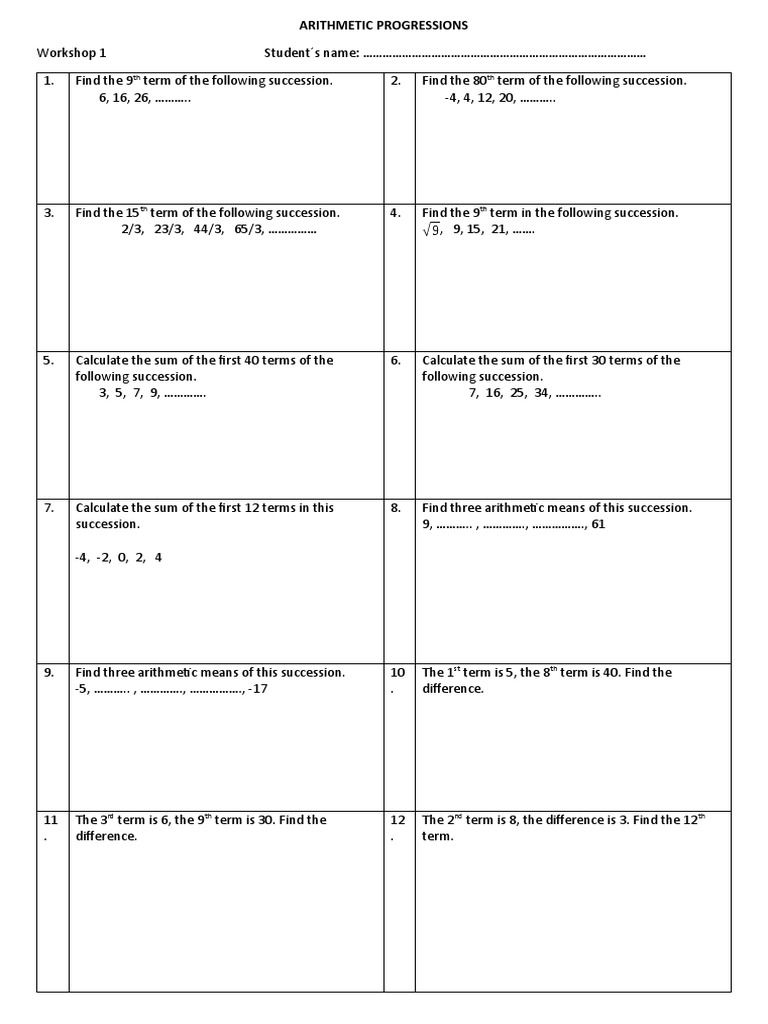 Arithmetic Progressions | PDF | Mathematics | Arithmetic