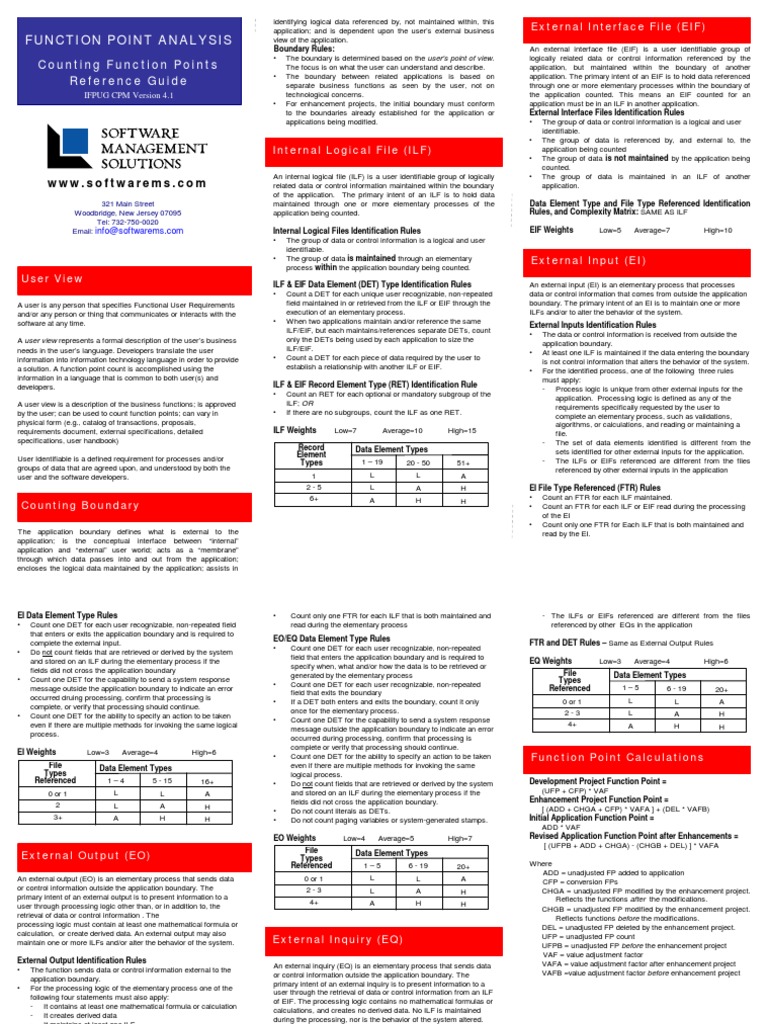 Function Point Analysis: Counting Function Points Reference Guide | PDF ...