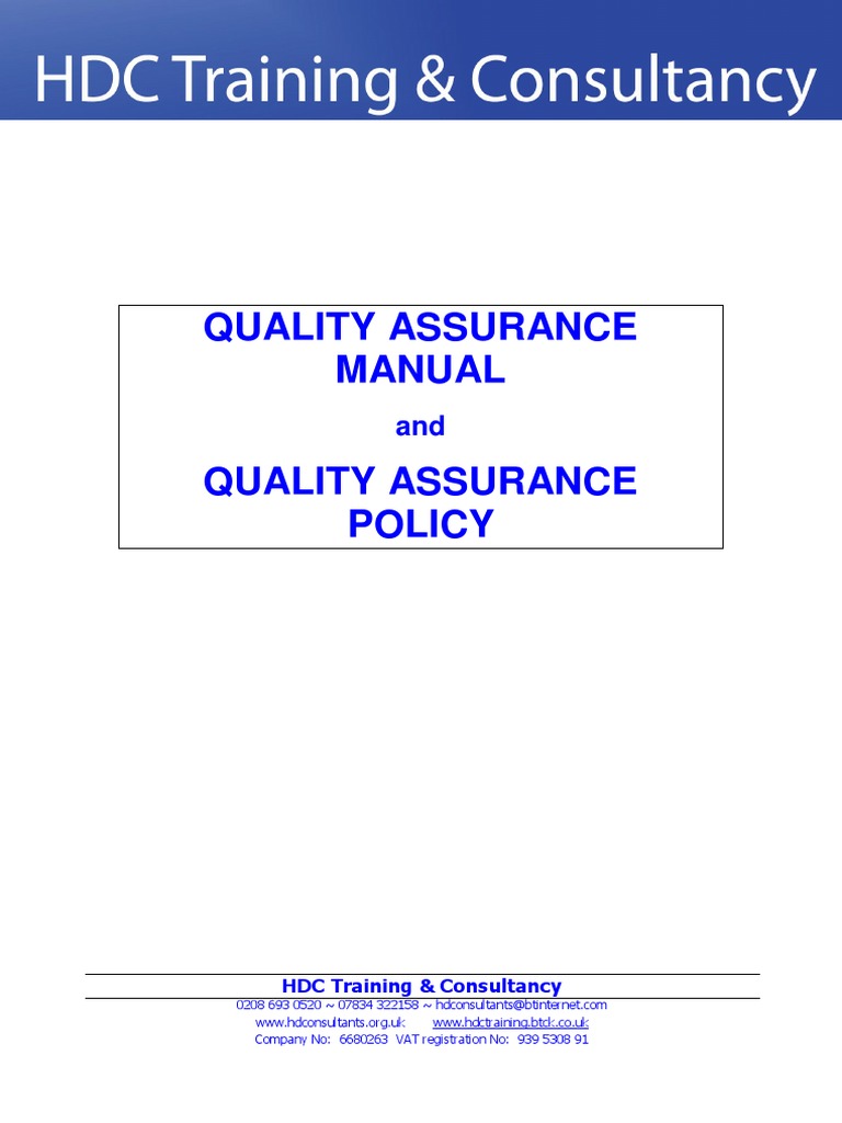 HDC Quality Assurance Manual | PDF | Iso 9000 | Quality Assurance