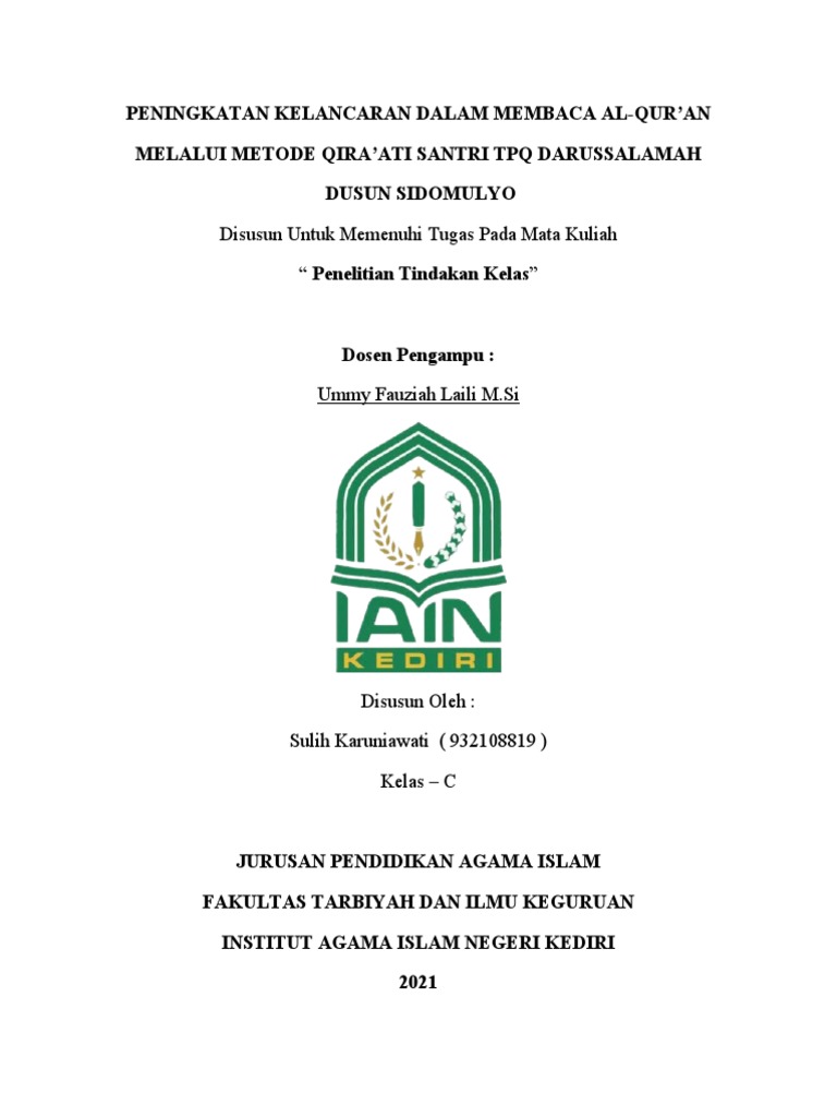 Peningkatan Kelancaran Dalam Membaca Al-Qur'An Melalui Metode Qira'Ati Santri TPQ Darussalamah ...