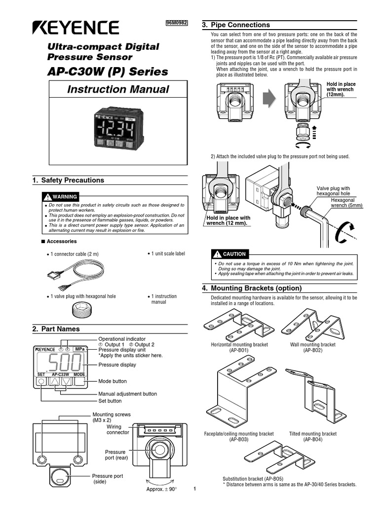 AP-C30W (P) Series Instruction Manual: Ultra-Compact Digital Pressure ...