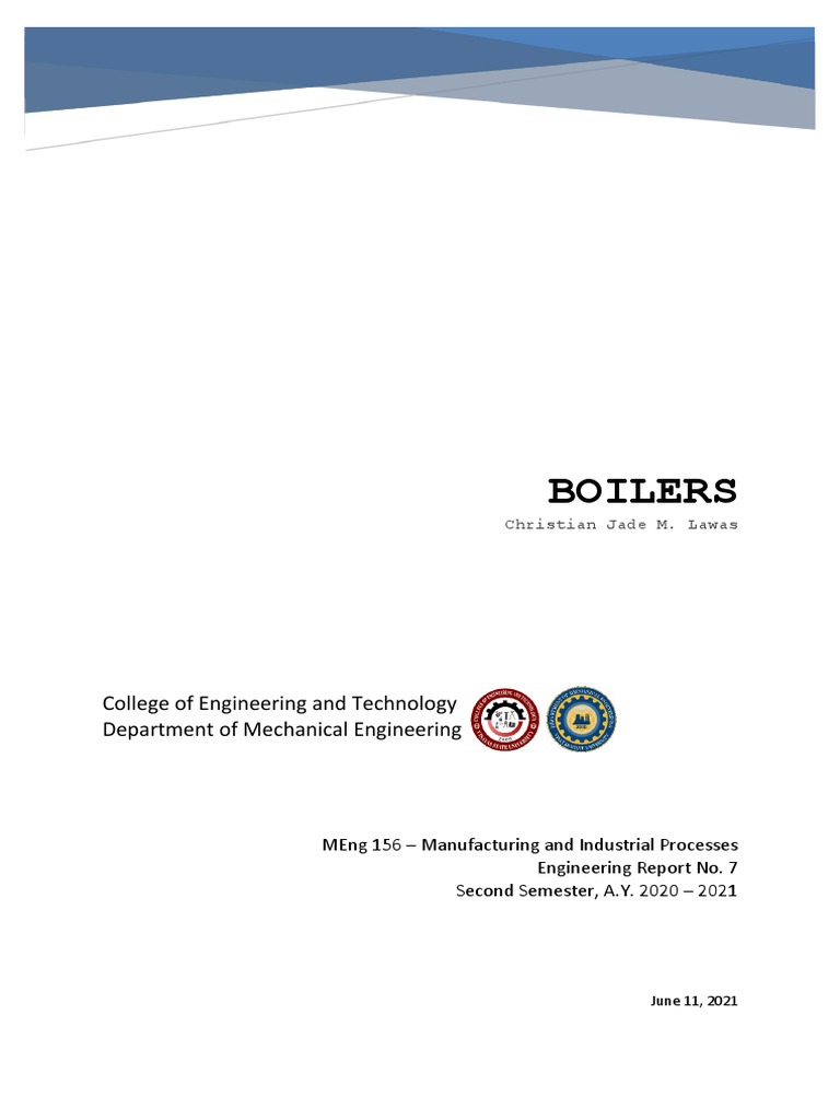 Boilers: College of Engineering and Technology Department of Mechanical ...