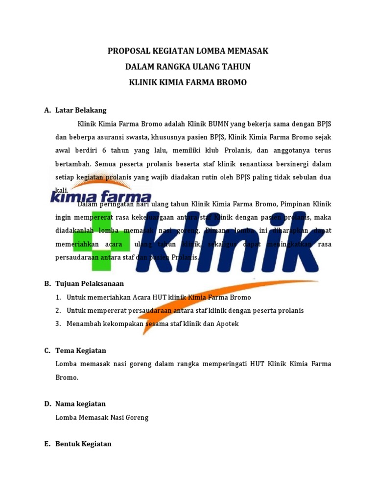 Proposal Kegiatan Lomba Memasak | PDF