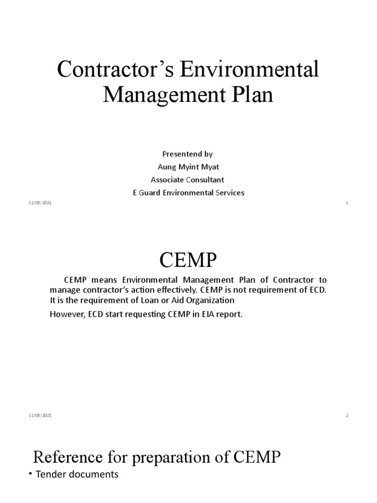 Contractor's Environmental Management Plan | PDF