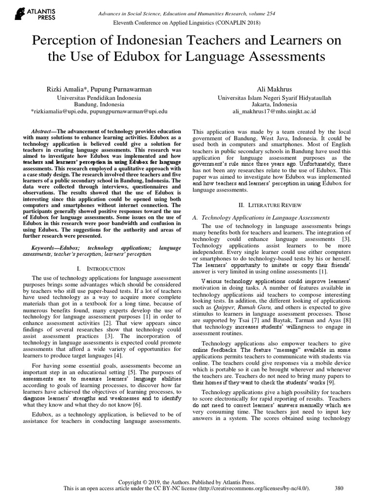 Perception of Indonesian Teachers and Learners On The Use of Edubox For ...