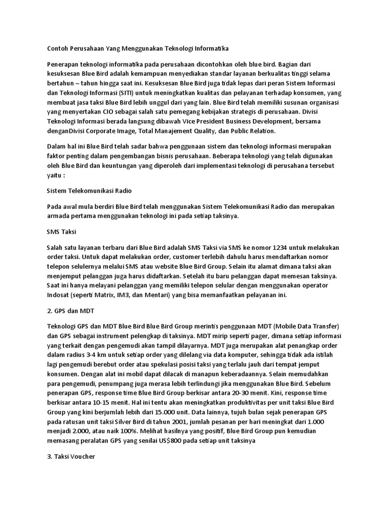 Contoh Perusahaan Yang Menggunakan Tekno | PDF