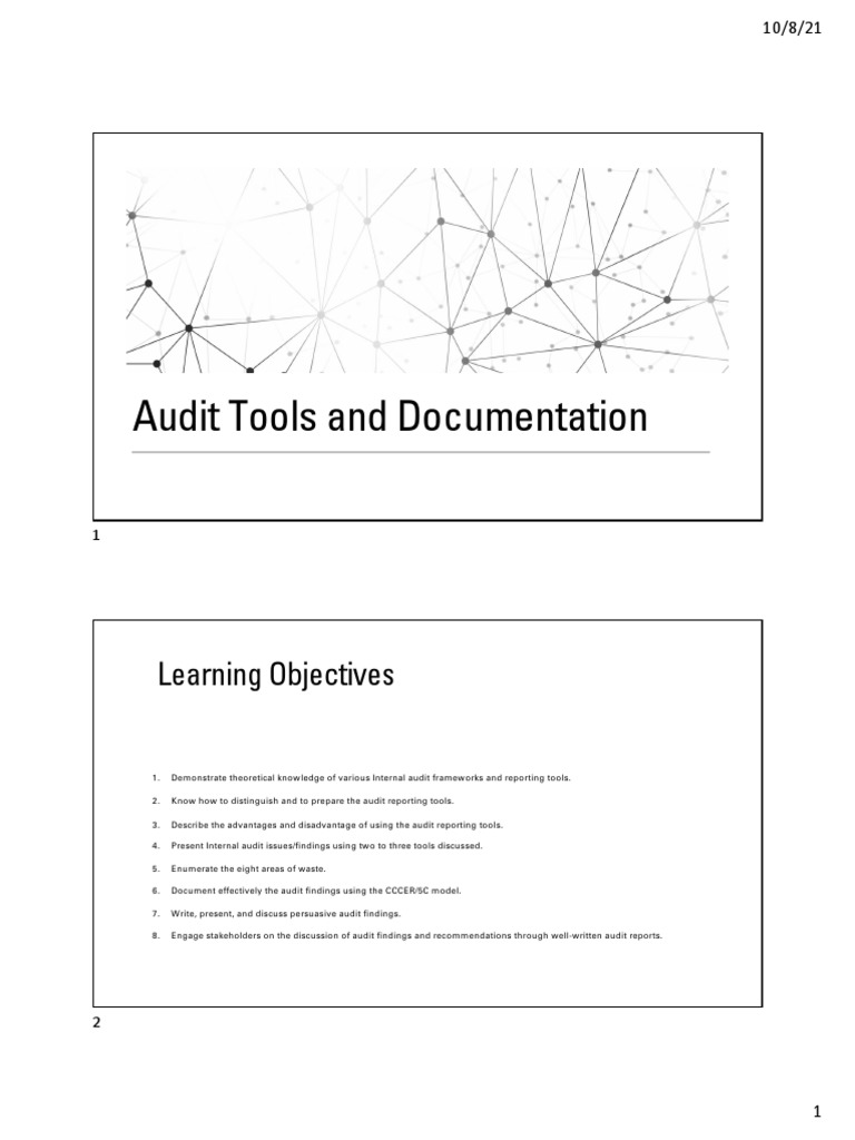 Audit Tools and Documentation Slides | PDF | Histogram | Mean