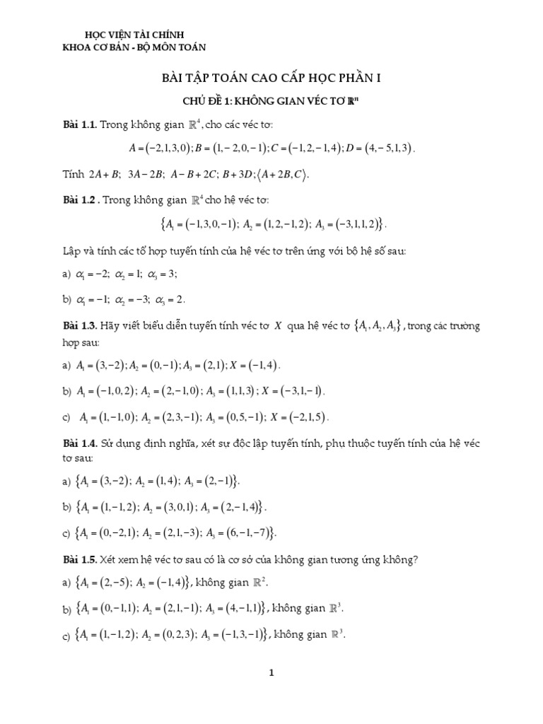 Bài Tập Toán Cao Cấp Ma Trận Có Lời Giải - Hướng Dẫn Chi Tiết Và Dễ Hiểu